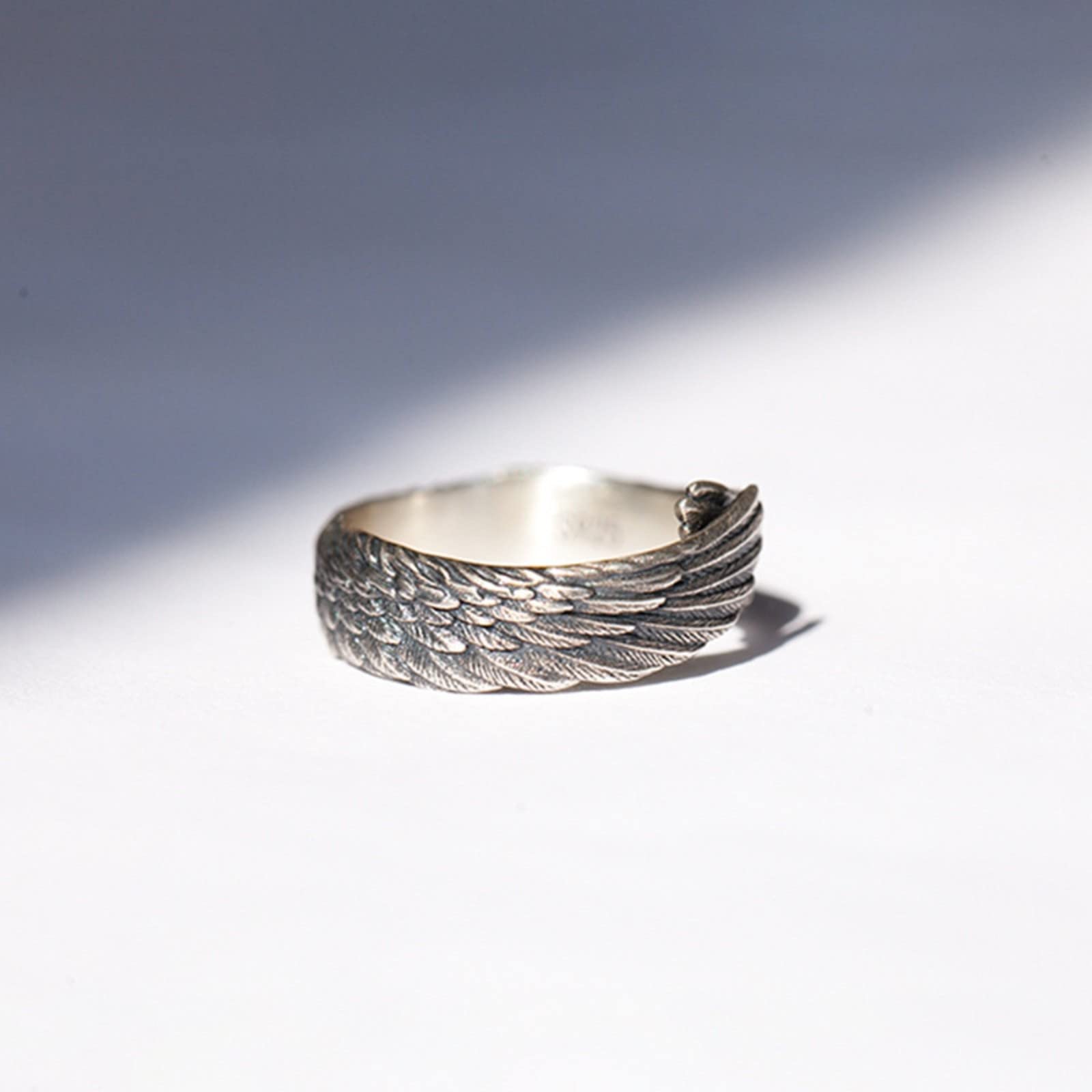 Diamond Ring Gift Ring Big RingAdjustable Vintage Diamond Wing Ring Shape RingDiamond Opening Ring Shape Ring Rings Spoon Jewelry (Silvery #2, One Size)