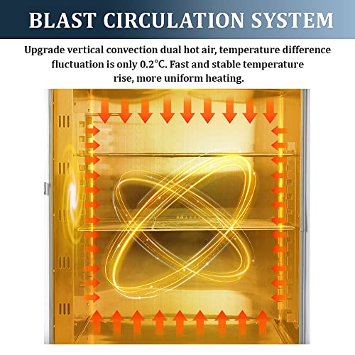 YUEWO 110V 15.6L-210L Blast Drying Oven Laboratory Silent Constant Temperature Stainless Steel Oven Intelligent Digital Display Drying Electromechanical Oven (101-2B-136L)