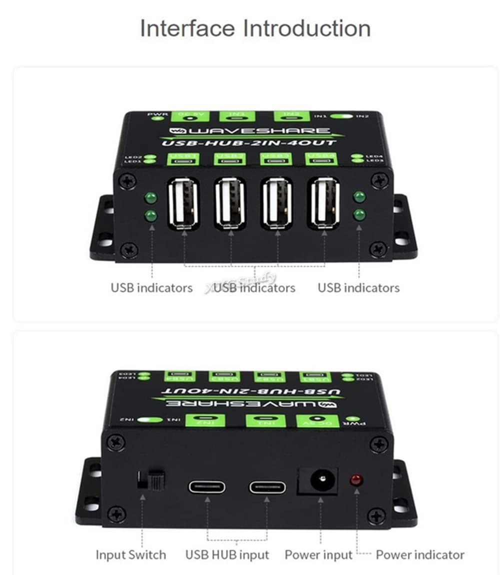 Industrial Grade USB HUB, Extending 4X USB 2.0 Ports, Switchable Dual Hosts @XYGStudy (USB-HUB-2IN-4OUT)