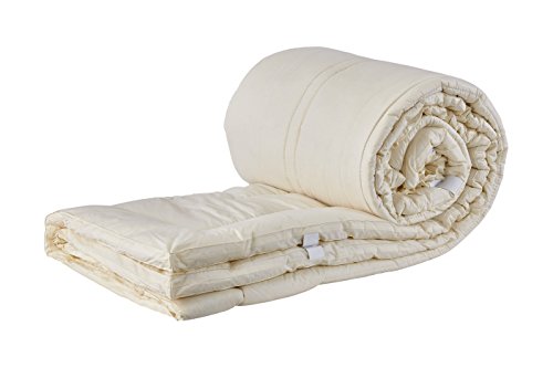 Sleep & Beyond 54 by 76-Inch Washable Wool Mattress Topper, Full, Natural