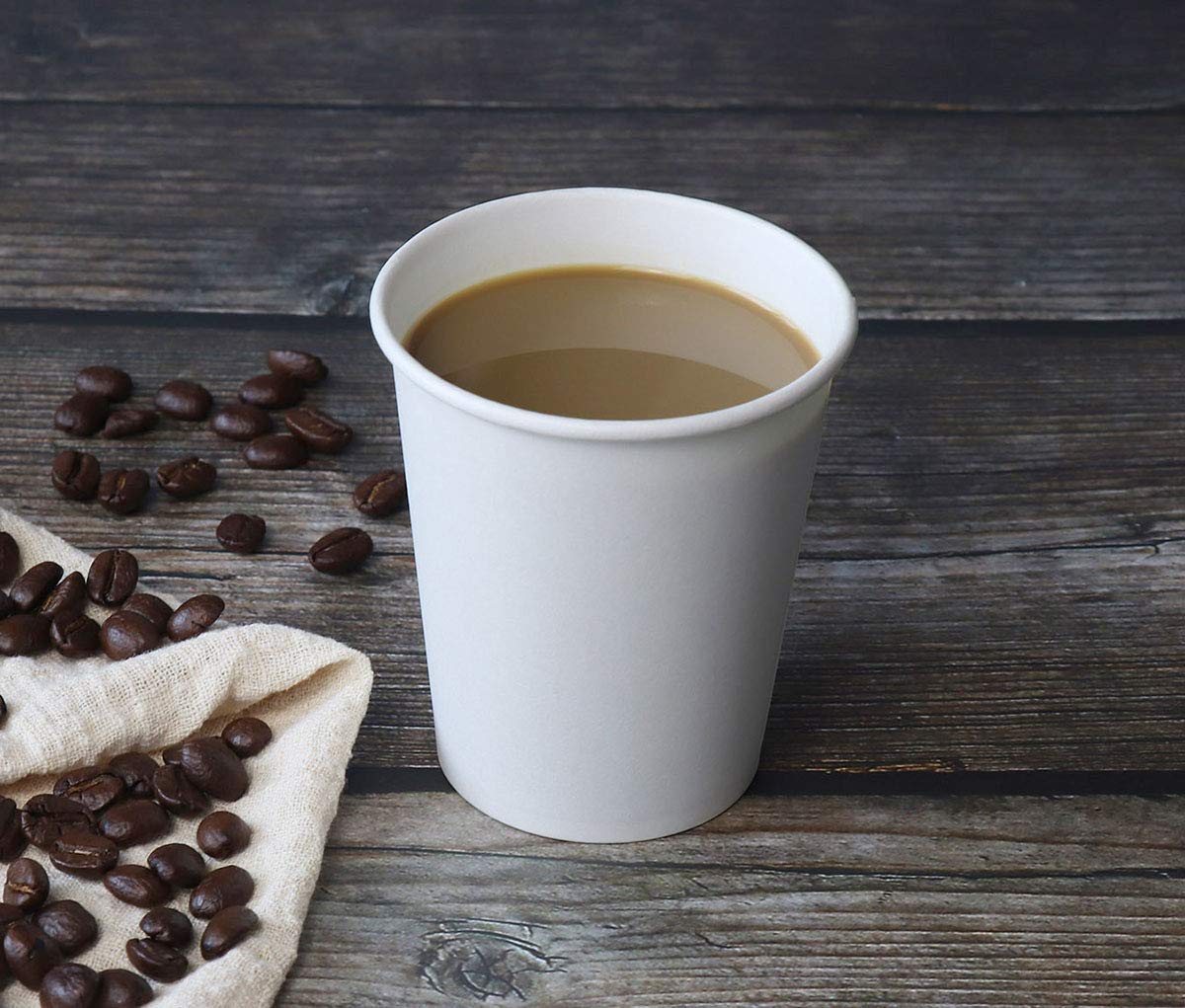 CantaGreen 200 Count 8 OZ Heavy-duty White Paper Coffee Cups, Disposable Hot and Cold Cup