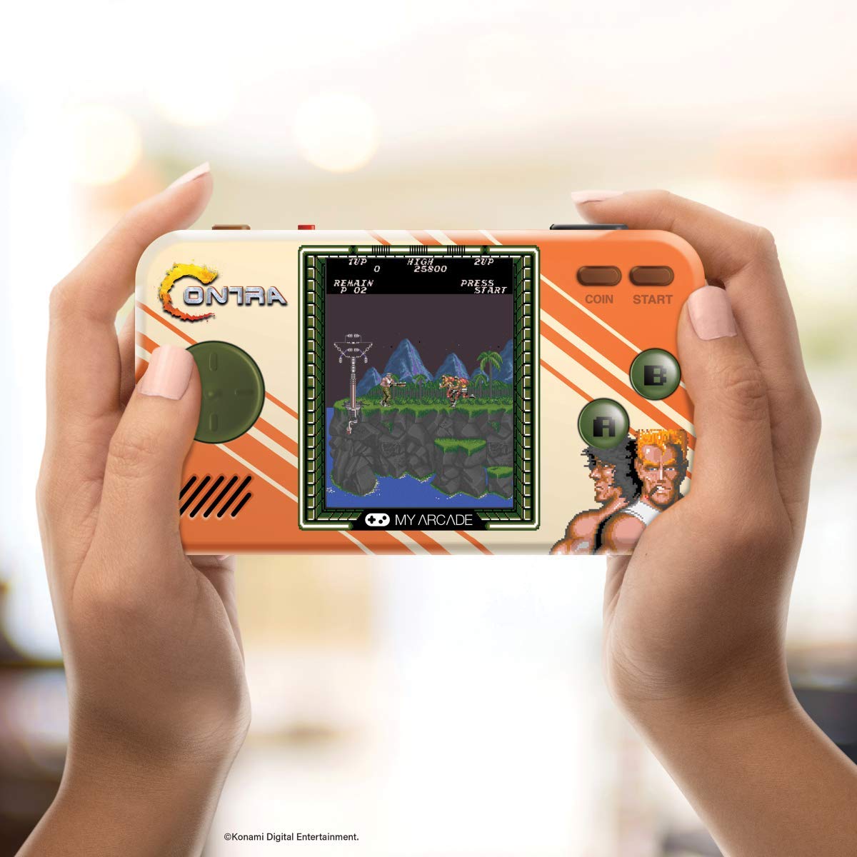 My Arcade Contra Pocket Contra and Super Contra, CO/VS Link for CO-OP Action, Full Color Display, Volume Controls, Headphone Jack, Battery or Micro USB Powered (DGUNL-3281) - Electronic Games