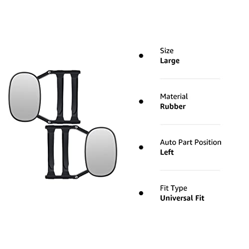 Towing Mirrors Mirror Extensions for Towing Universal Trailer Clip on Mirror Side Mirror Extensions for Towing Adjustable 360 Degree Rotation Extends Camper Towing Mirrors for Car Truck Black(2 Pcs)