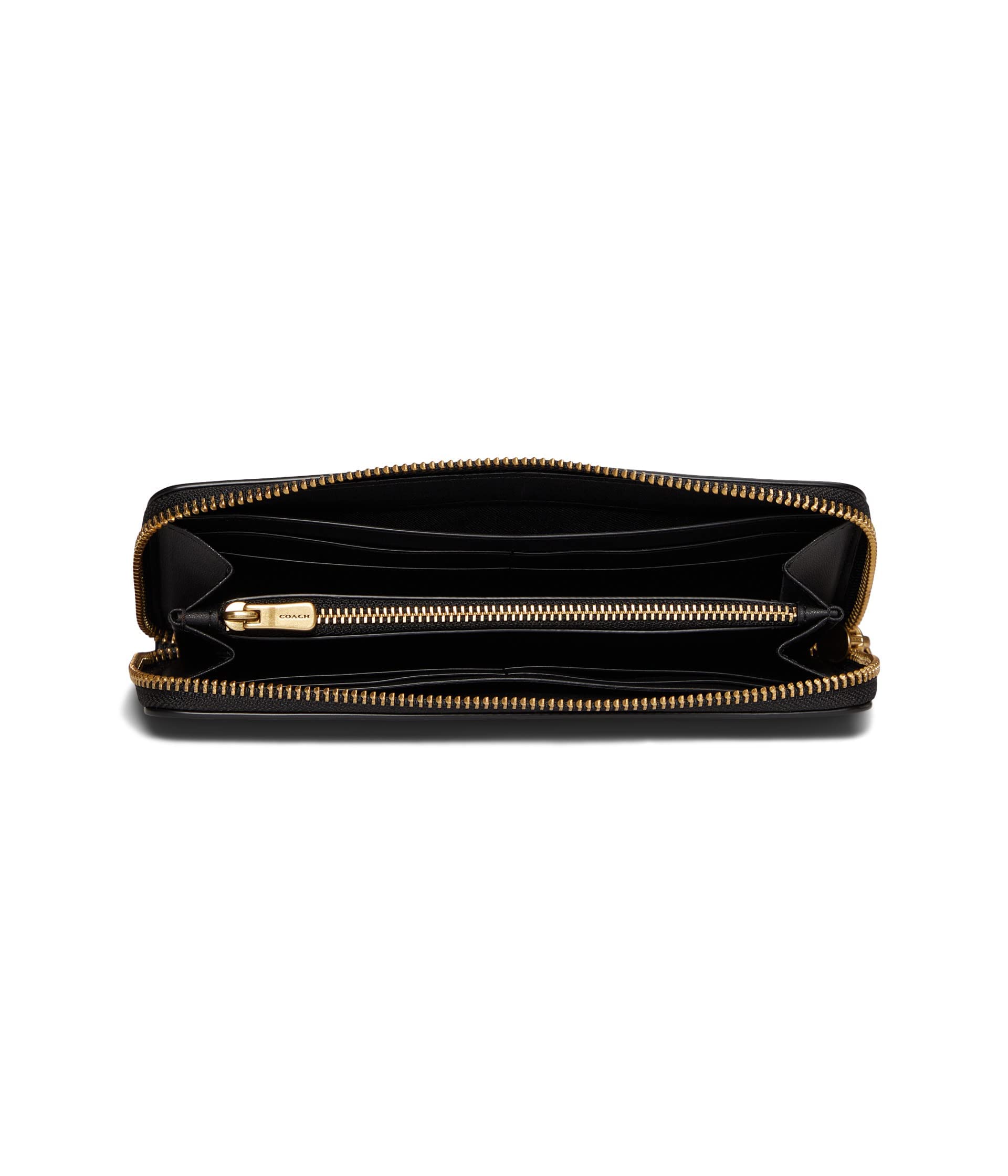 Coach Smooth Leather Slim Accordion Zip Black One Size