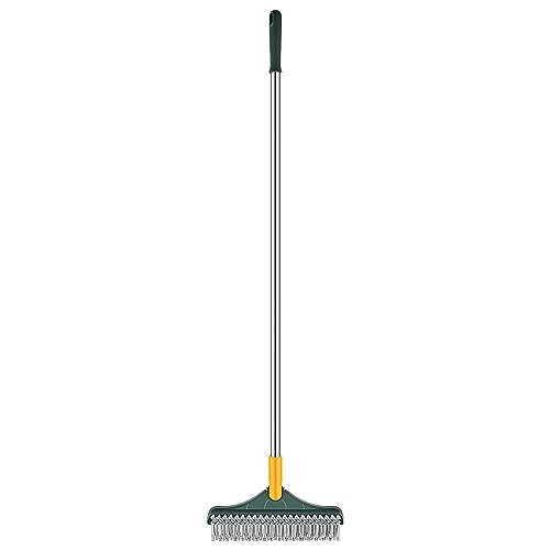 Floor Brush Scrubber Plastic Easy to Use Practical Double Sided for Bathroom Tile Floors Garage (Yellow Green)