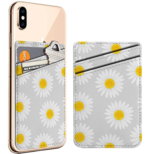 Pack of 2 - Cellphone Stick on Leather Cardholder ( Floral Daisies Flowers Pattern Pattern ) ID Credit Card Pouch Wallet Pocket Sleeve