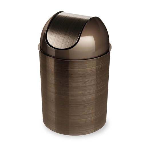 LYLSTE 2.5 Gallon Plastic Swivel Lid Bathroom Trash Can (Bronze), GBY-004