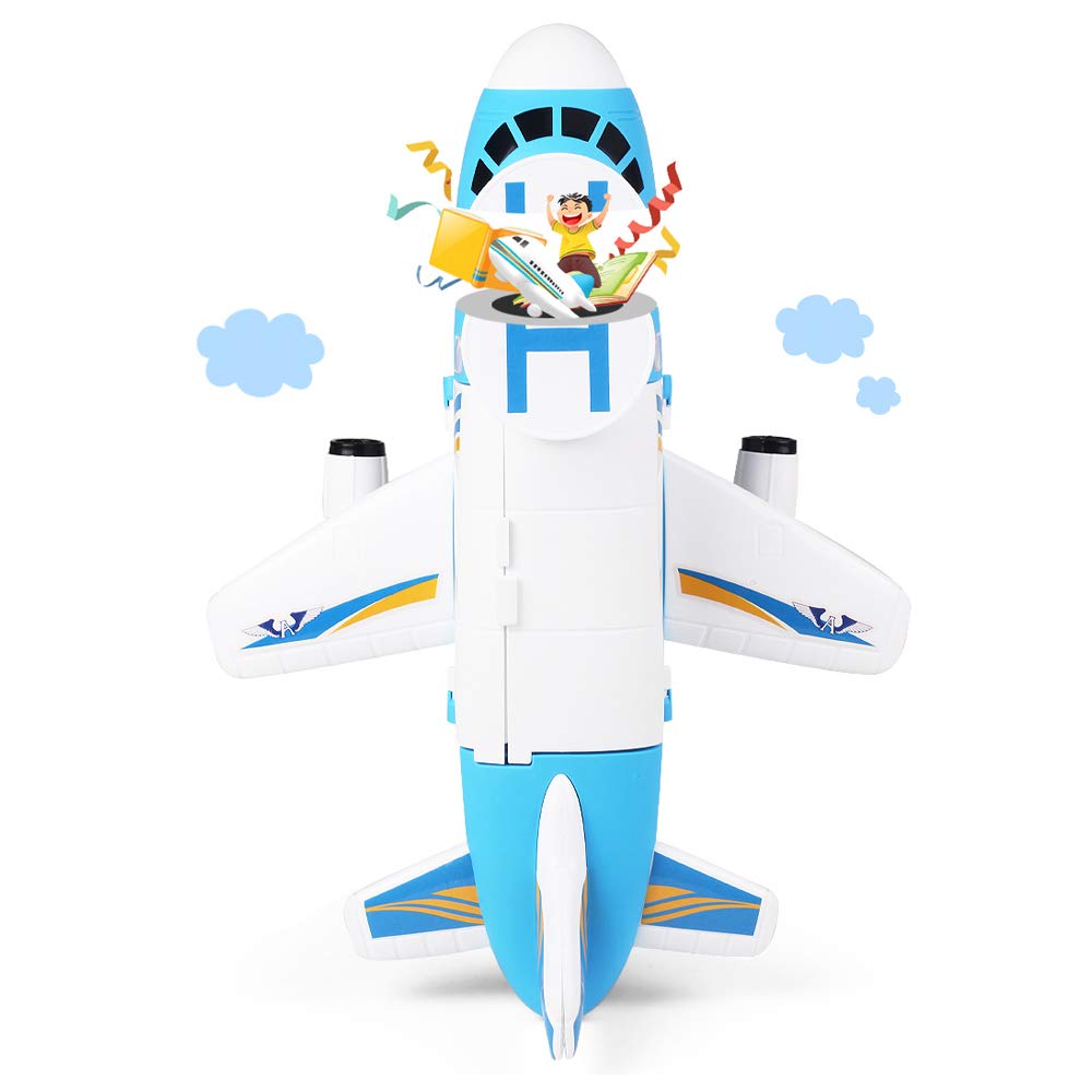 Tuko Transport Cargo Airplane Car Toy Play Set for 3+ Years Old Boys and Girls(Blue)
