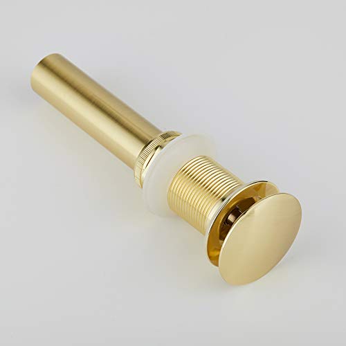 ESFORT Pop Up Sink Drain without Overflow, Bathroom Sink Pop Up Assembly Vessel Sink drain, Brushed Gold