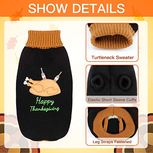 HUMLANJ 2 Packs Knitted Cat Sweater Thanksgiving Turtleneck Turkey Sweater Pet Cat Sweaters for Cats Warm Pullover Small Dog Puppy Knitwear