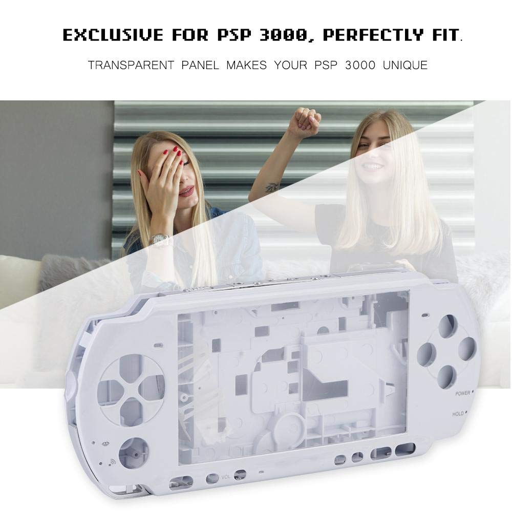 Yeepin Clip on Shell Case Full Housing Console Game Shell Case Cover for Sony PSP 3000 Console (White)