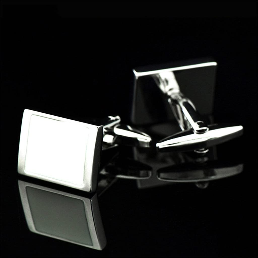 Cufflinks for Men's French Shirt Cufflinks Enamel Metal Cufflinks Cuff Buttons Oxidation Durable (Color : Silver, Size : As Shown) (Silver As Shown)