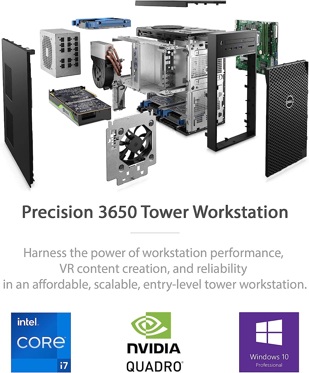 Dell Precision 3650 Desktop Tower Workstation Intel Core i7-11700 (8-Core) 64GB RAM 2TB PCIe SSD NVIDIA Quadro T1000 Windows 10 PRO