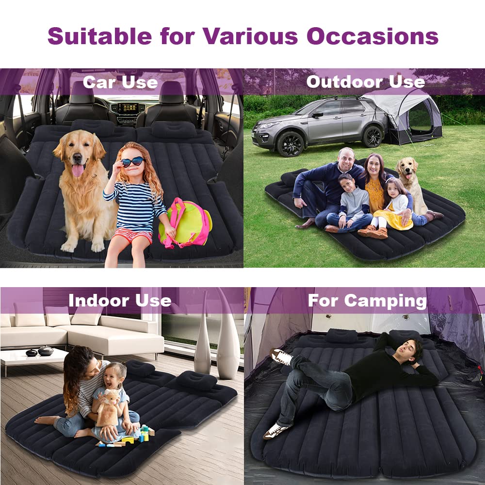 Car Air Mattress, Inflatable Car Mattress for Back Seat, Car Bed with Air Pump, Home Sleeping Pad (Light Brown)
