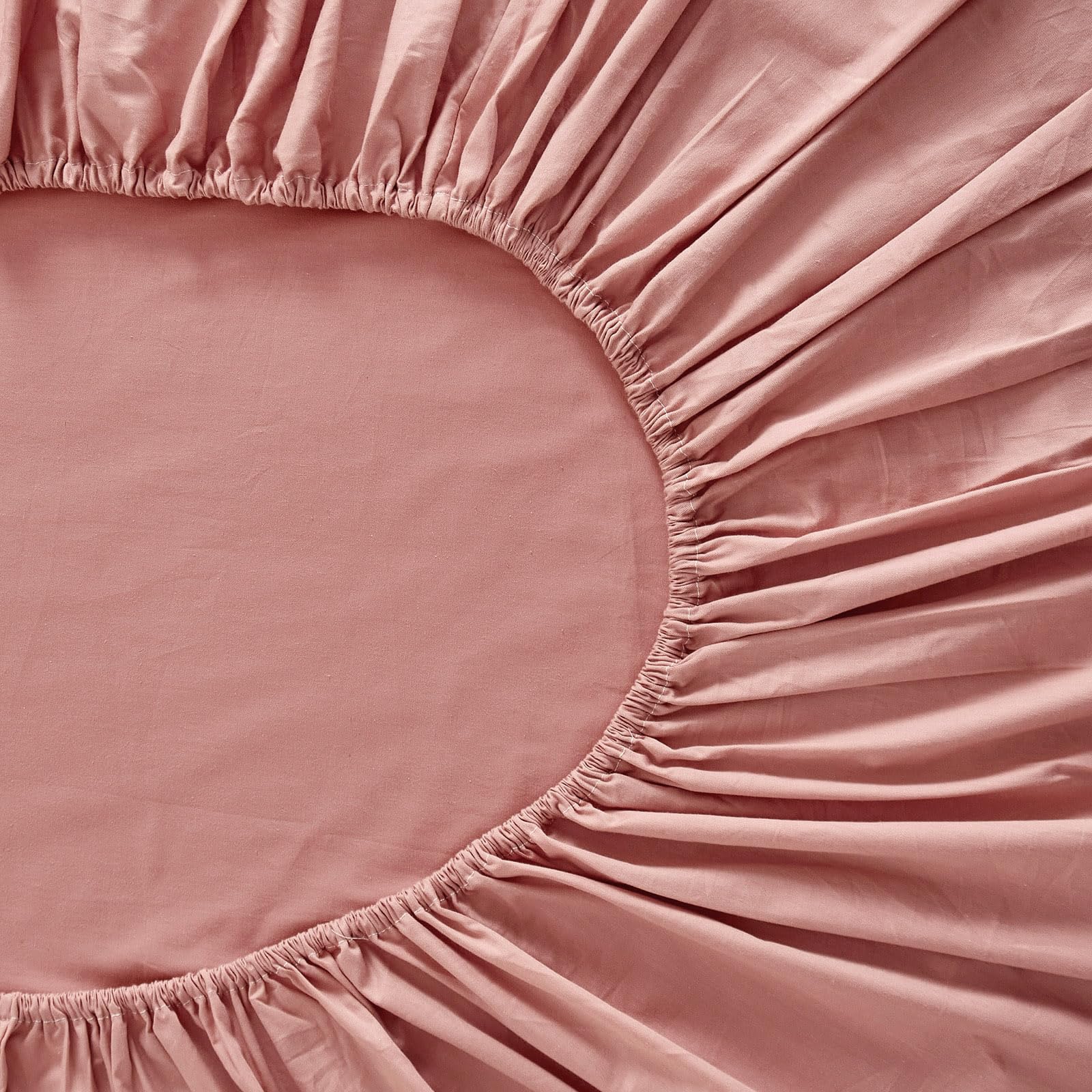 Twin Fitted Sheet Only,100% Cotton Blush Pink Bottom Sheet with 15" Deep Pocket,Comfortable and Breathable Mattress Cover for Girls Women