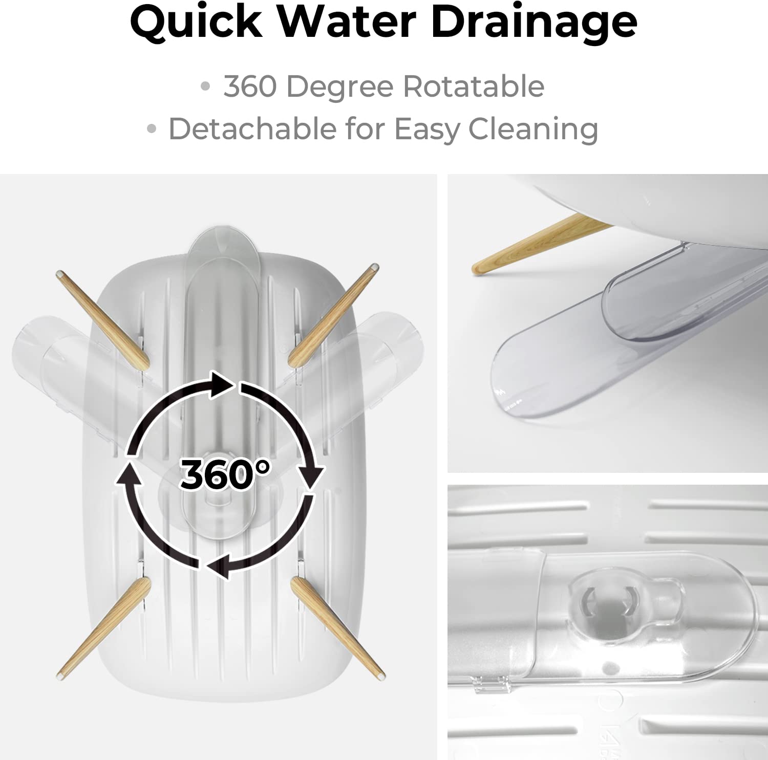 carrotez Dish Drying Rack, Dish Rack,Dish Drainer for Kitchen Countertop with Adjustable Swivel Spout, Rustproof, Easy Installation - Grey