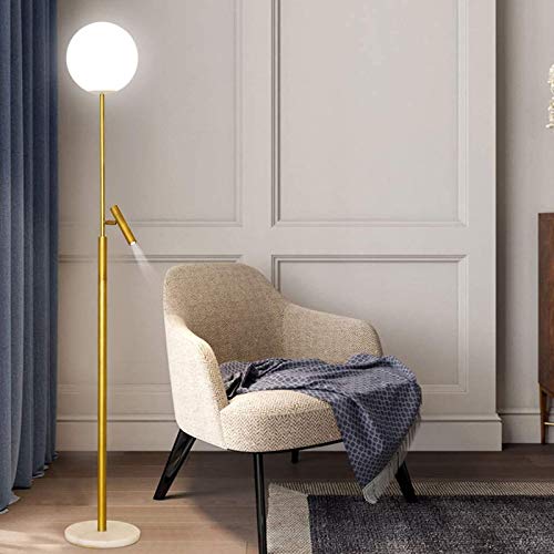 GRFIT Floor Lamp Standing Lamp Spherical Stick Floor Lamp Ontemporary LED Standing Light for Bedrooms Offices Antique Brass Indoor Pole Light ,H 68.2", Gold Modern Standing Lamp Retro Floor lamp
