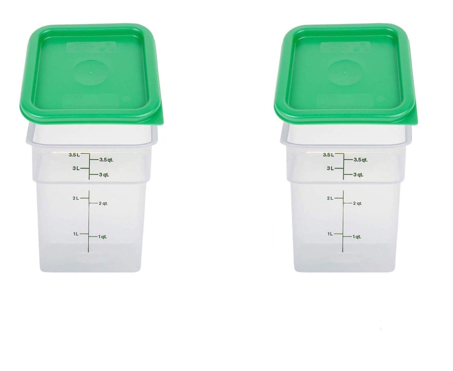 Cambro 4 Quart Translucent Food Storage Containers - Pack of 2 with Lids - Includes Set of Chalkboard Labels