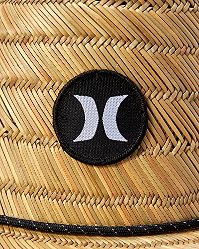 Hurley Men's Straw Hat - Weekender Medium Brim Natural Straw Sun Hat with Chin Strap, Khaki