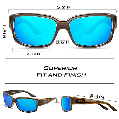 KastKing Skidaway Polarized Sport Sunglasses for Men and Women, Gloss Tal Brown Frame, Smoke - Ocean Mirror