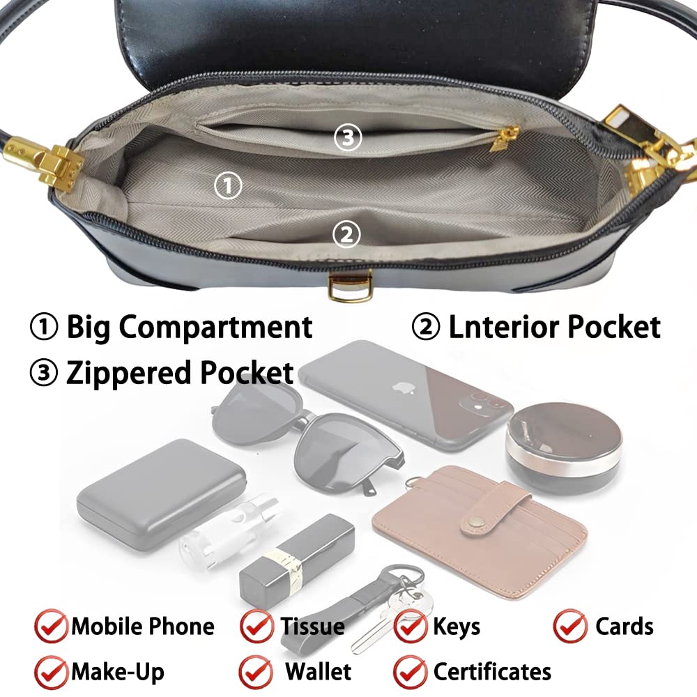cuiab Women's Shoulder Bag, Shoulder Bag for Women, Black Purse, Black Shoulder Bag, Vintage Shoulder Bag(Olive Black)