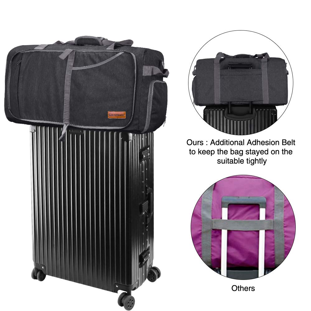 Canway 115L Travel Duffel Bag, Foldable Weekender Bag with Shoes Compartment for Men Women Water-proof & Tear Resistant (Panther Black, 115L)