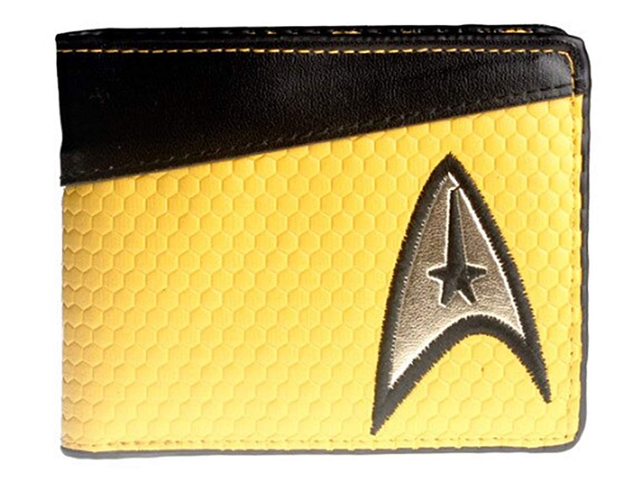 Star SciFi Trek Yellow Command Logo Leather Bi Fold Wallet