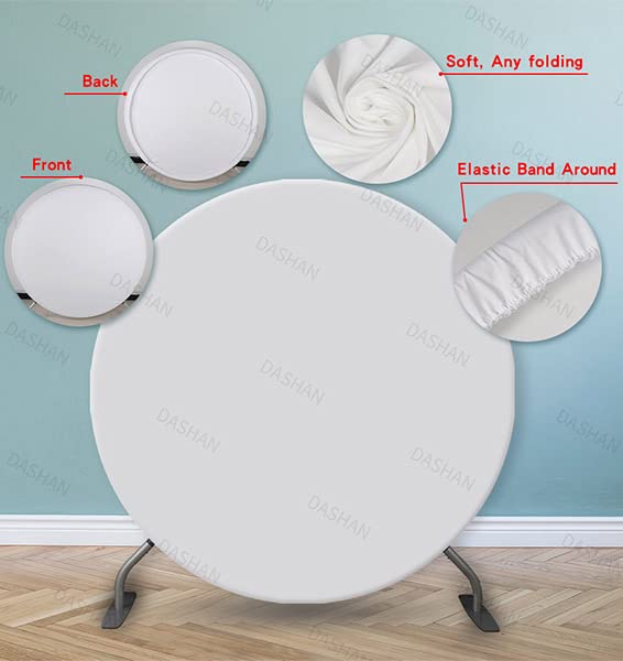 DASHAN Girl Baby Shower Decorations Oh Baby Sign for Birthday Party Backdrop 7.2x7.2ft Polyester Newborn Round Backdrop