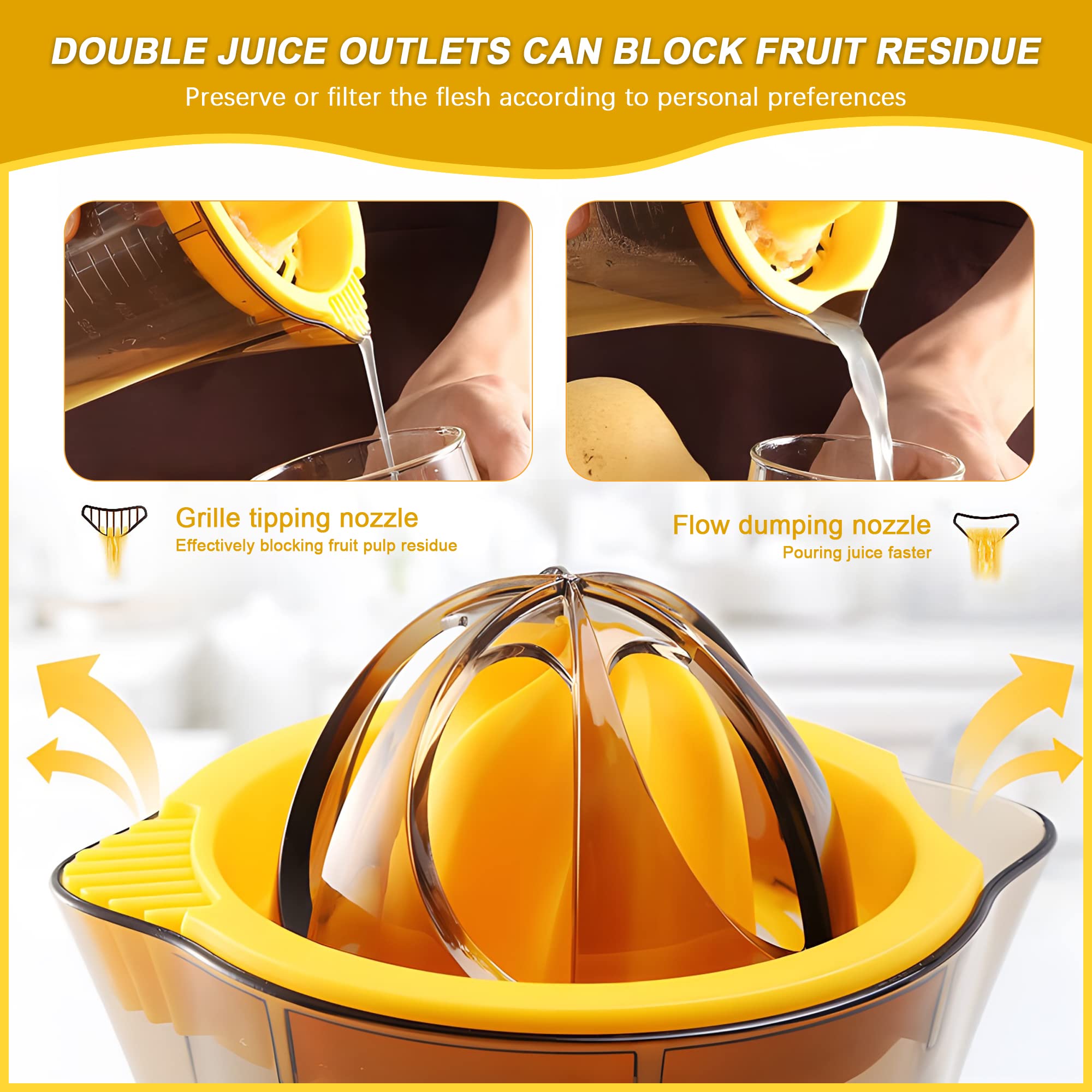 Citrus Lemon Orange Juicer Squeezer, Manual Hand Juicer for Orange Lime Squeezer, Lemon Juicer Orange Juicer Squeezer with Strainer and Built-in Measuring Cup