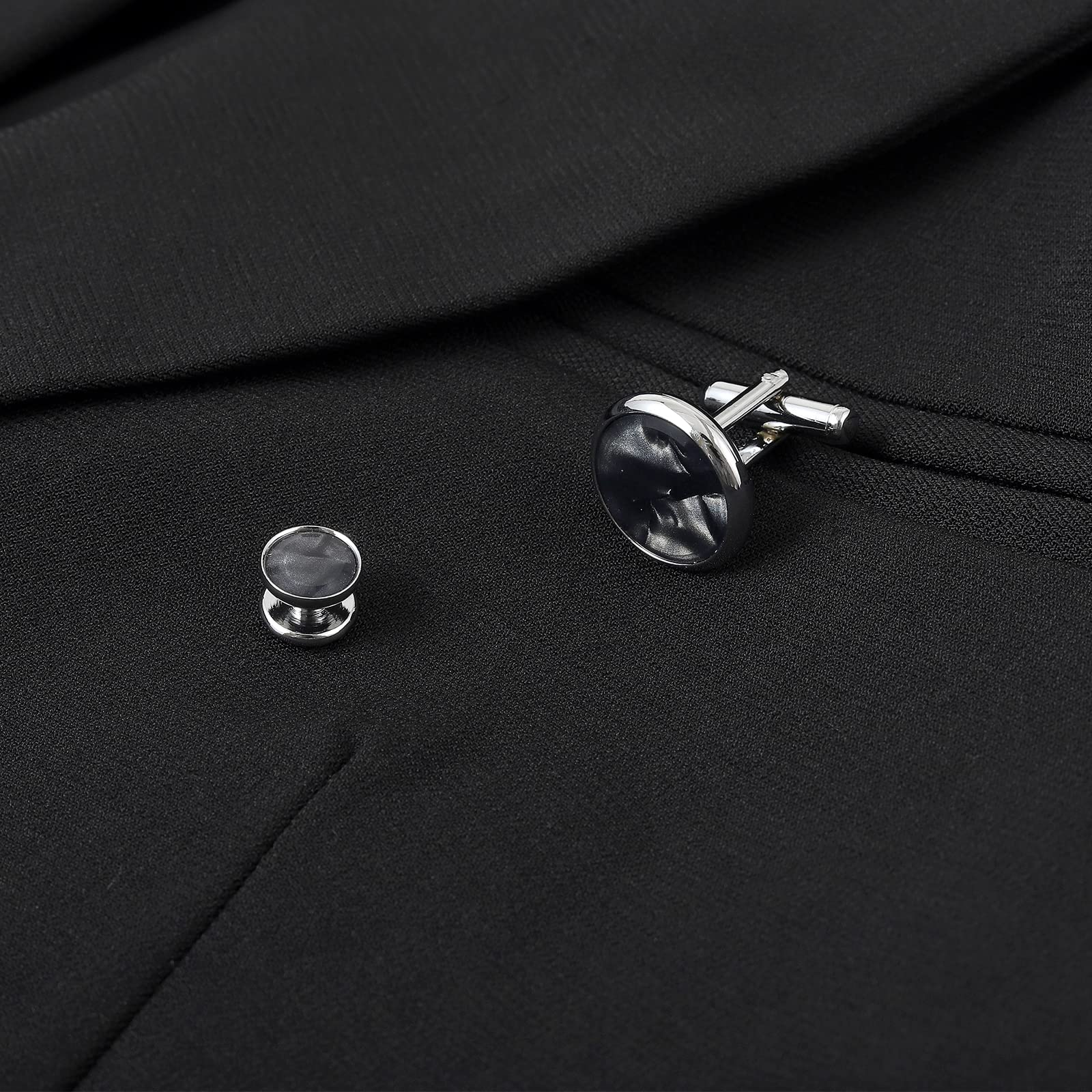 Cufflinks for Men Set Studs for Tuxedo Shirts for Wedding Business Dinner Party Formal Suit Cufflink Pack (8 PCS) (blackshell)