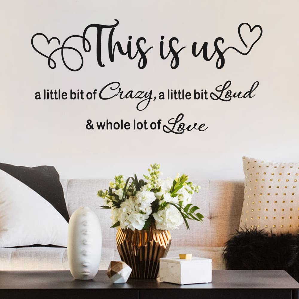 FlyWallD Bedroom Wall Decals Peel and Stick Vinyl Art Love Stickers House Nursery Decor - This is Us A Little Bit of Crazy