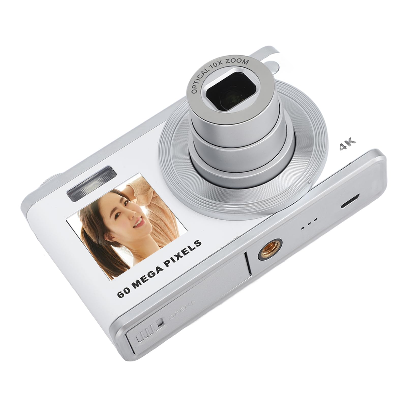 Compact Camera, Autofocus Digital Camera Dual HD IPS Screen with Built in Flash for Photography (White)
