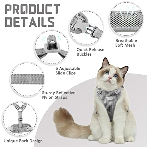Supet Cat Harness and Leash for Walking Escape Proof, Adjustable Harness for Cats, Easy Control Small Cat Harness for Medium Large Kitten and Dogs