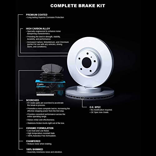 R1 Concepts Front Rear Brakes and Rotors Kit |Front Rear Brake Pads| Brake Rotors and Pads| Ceramic Brake Pads and Rotors |Hardware Kit|fits 2017-2020 Subaru BRZ; Toyota 86