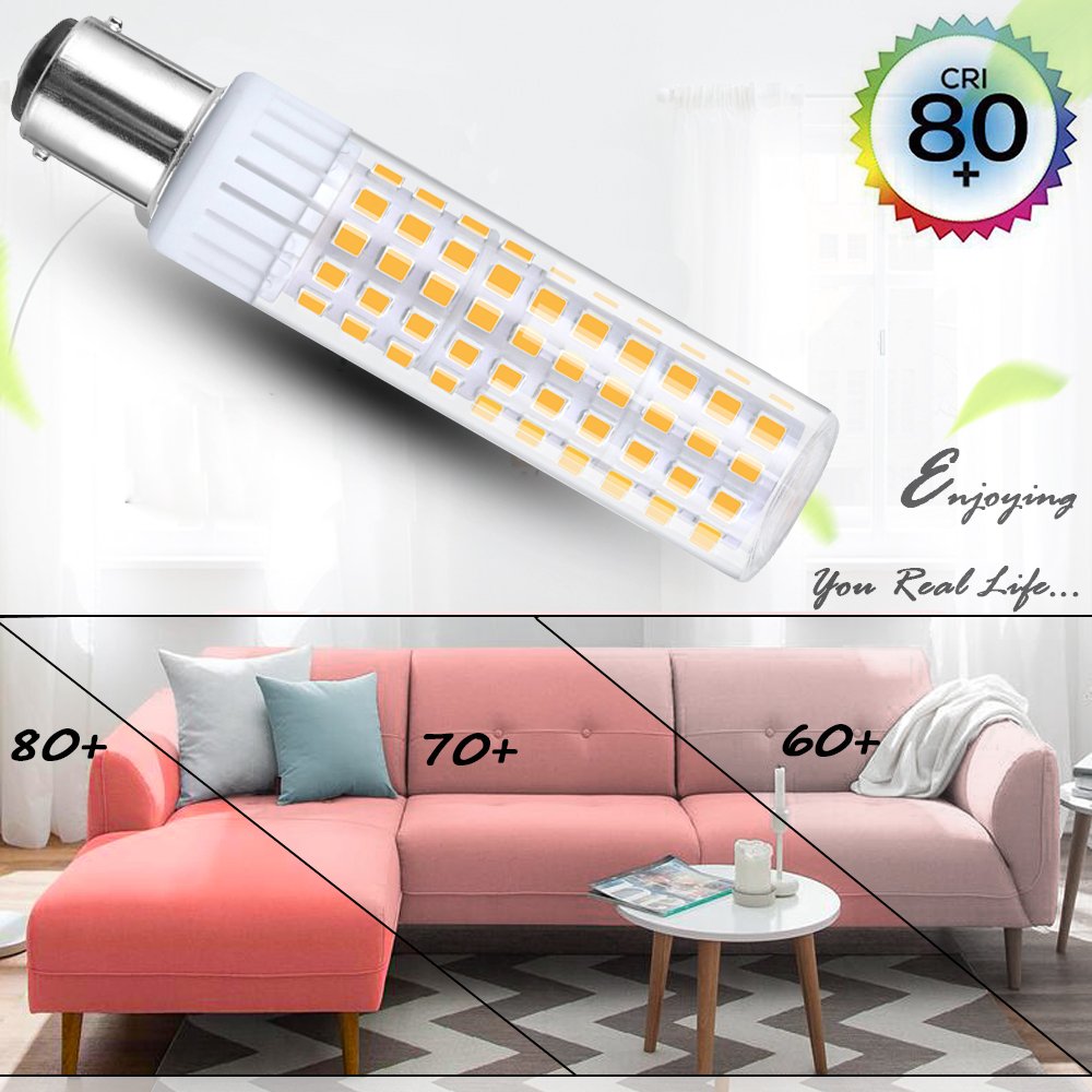 Bonlux Dimmable BA15D DC Bayonet Base LED Light Bulb 120V, 8.5W - 100W Halogen Bulbs Equivalent Replaces JD Type T4 Clear Bulb Daylight 6000K for Pendants Ceiling Fans Sewing Machine Light (2-Pack)