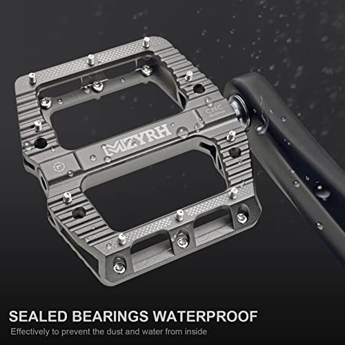 MZYRH Road/Mountain Bike Pedals MTB Pedals Bicycle Flat Pedals 3 Bearings 9/16β Aluminum Alloy Bicycle Platform Pedals for BMX MTB (TI)