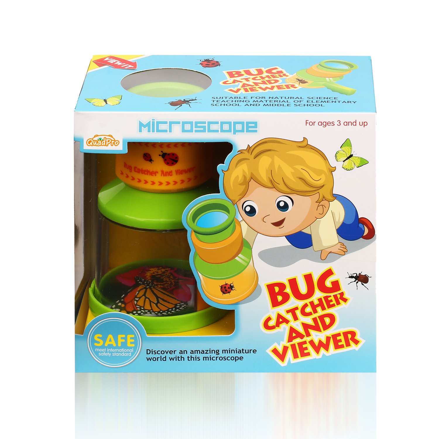 QuadPro Bug Catcher Kit for Kids - 2 Sets, Bug Catching Kit Includes Butterfly Net, Tweezers, Insect Clamp, Magnifying Glass & Learning Cards, Outdoor Toys for Children Ages 3-8 (Classic Edition)