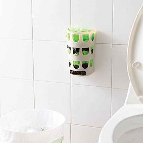 Plastic Garbag Bag Holder Stand Wall Mount Bag Dispenser Rubbish Trash Basket Large Capacity Bag Dispenser Hanging Storage Box(White)
