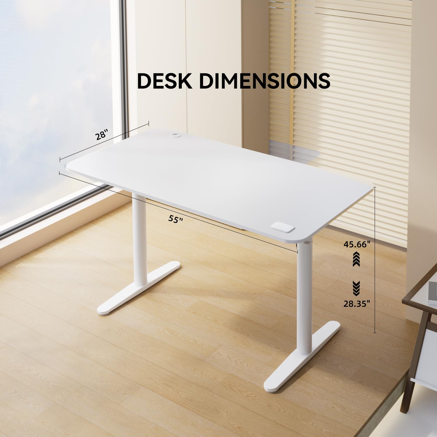 Generic Adjustable Standing Desk Home Office Workstation (White, 55 * 28 inch)