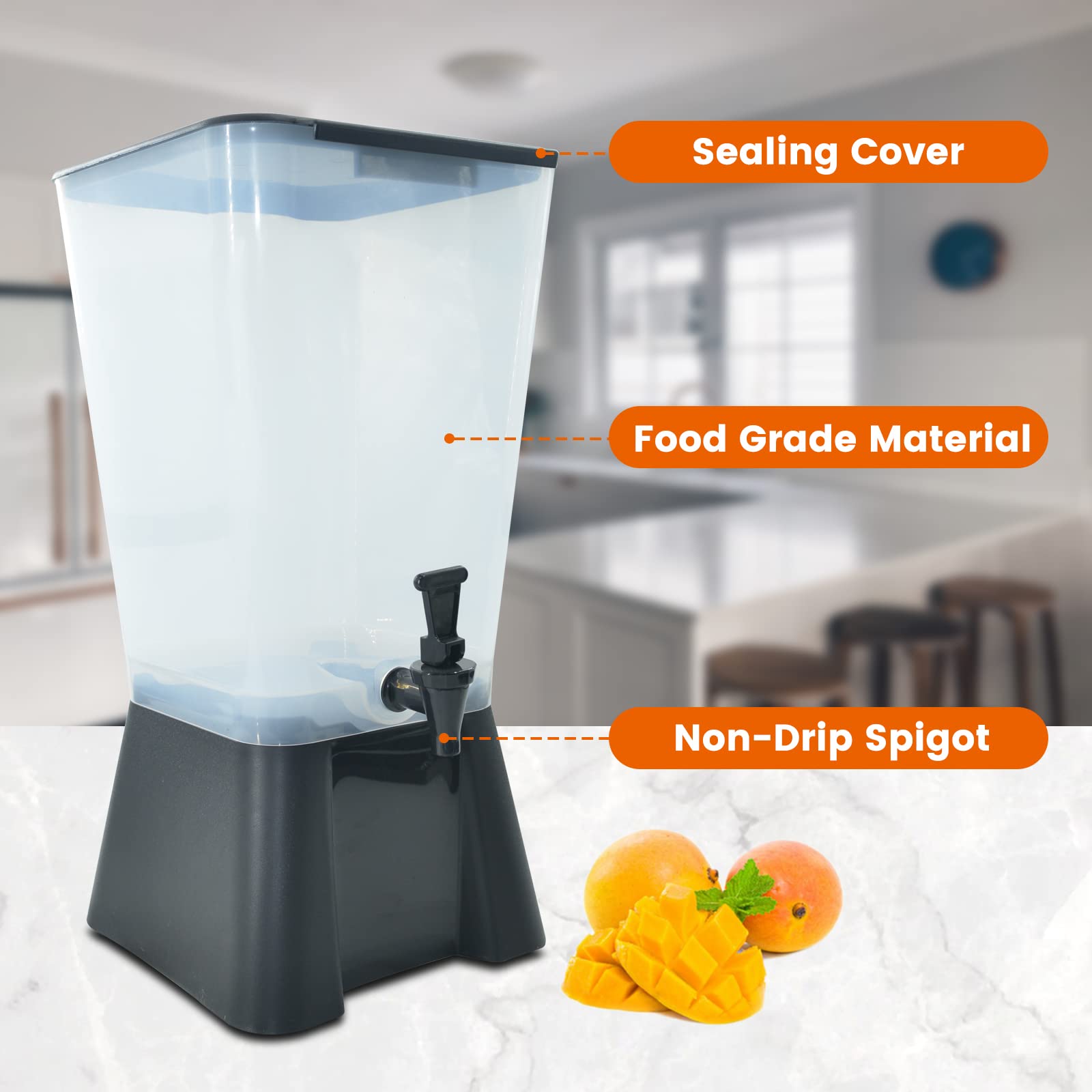 EASYROSE Beverage Dispenser 5 Gallon Drink Dispenser with Spigot, Juice Dispensers for Parties, Black Base