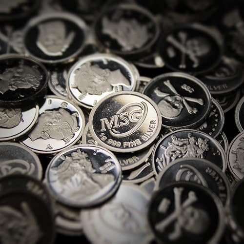 Five (5) One Gram .999 Pure Silver Rounds with Random Designs in a Jewelry Pouch by Mint State Gold