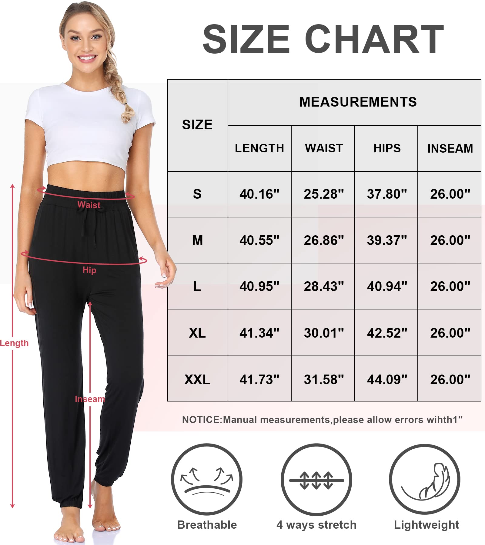 CULAYII Womens Yoga Sweatpants with Pockets High Waist Workout Joggers Pants Casual Drawstring Comfy Lounge Pants with Pockets Black S