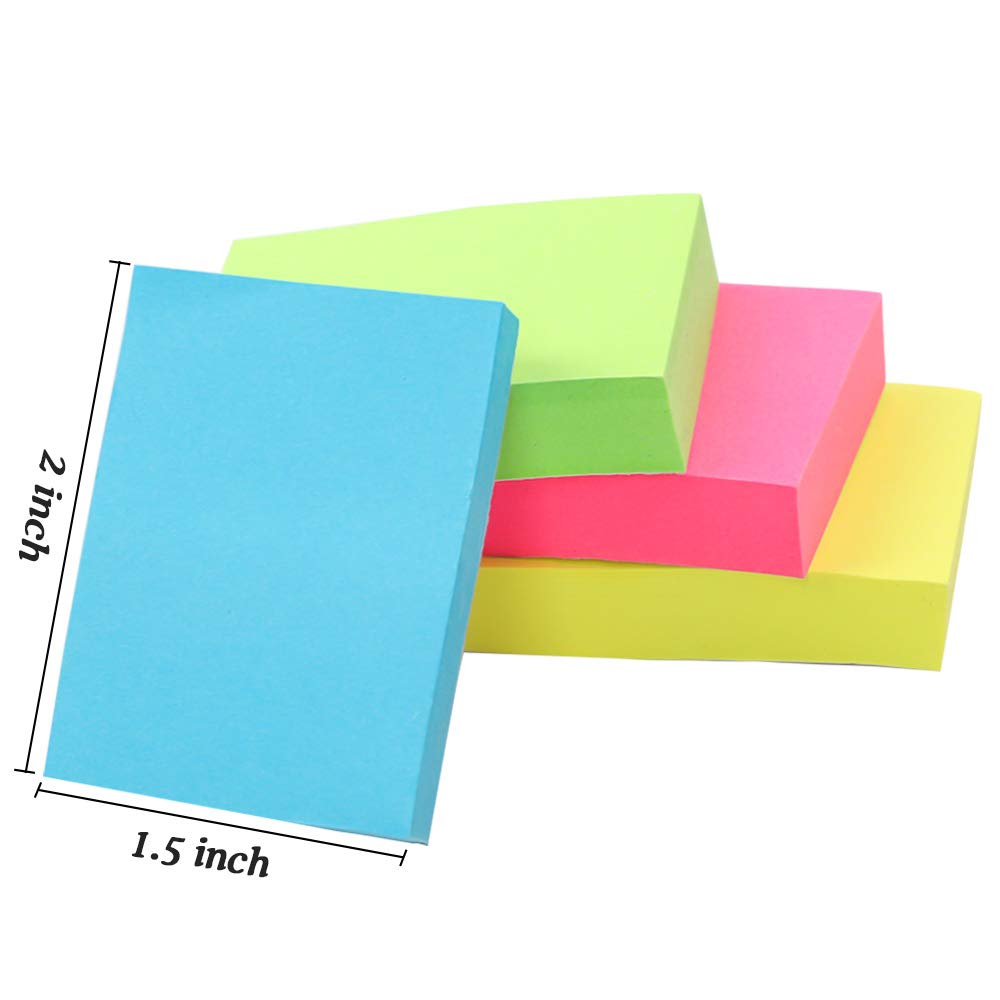 Cocoboo 20 Pack Sticky Notes, 2 x 1.5 Inches, 100 Sheets of Each, Memo Pads, 10 Bright Colors Sticky Pads, for Home Office School Supplies