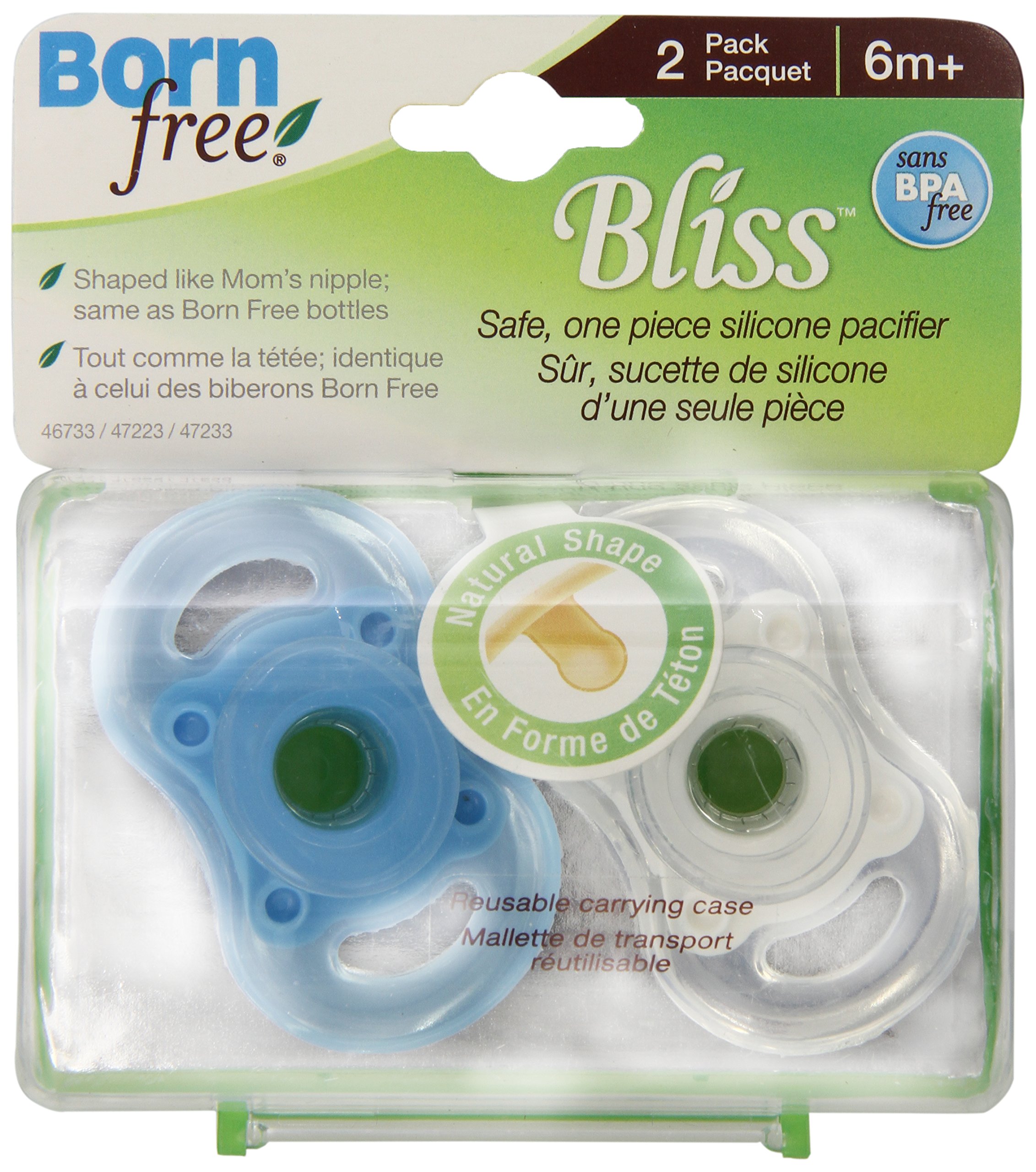 BPA-Free Bliss Natural Shape Pacifier, Blue, 6M+