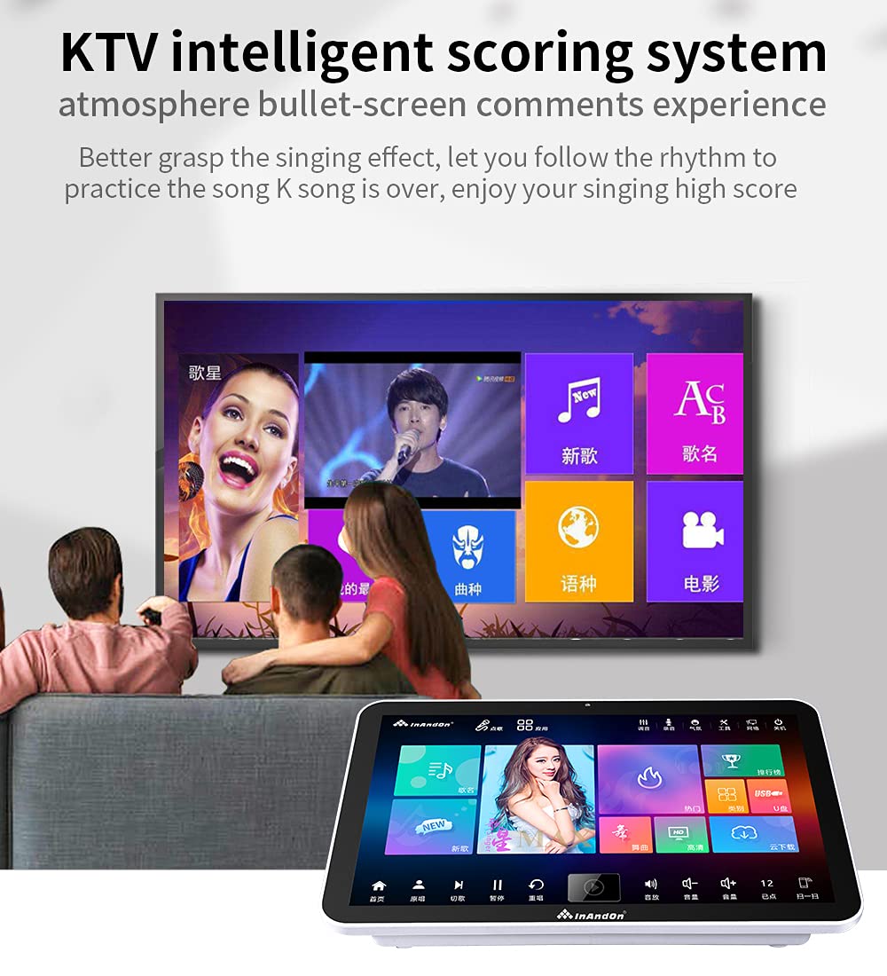 Chinese Karaoke Machine,Touch Screen Phone Remote & App Control Cloud Download Songs All In One Karaoke System,KTV Singing Karaoke Player for Family Bar Home Party