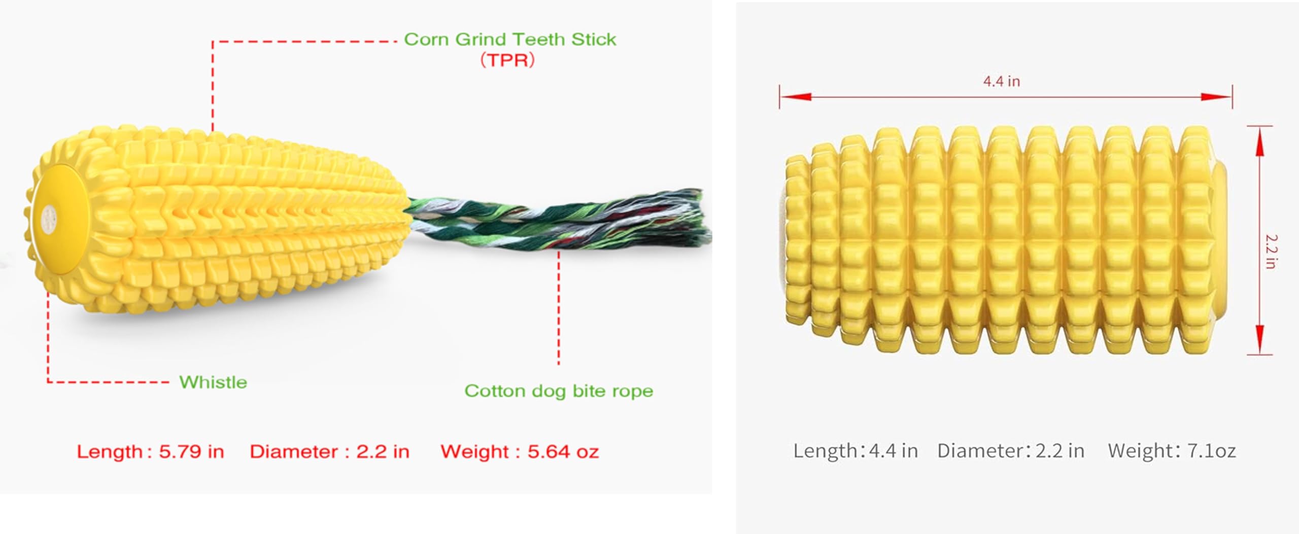 Generic Dog Chew Toys for Aggressive Chewers β 2 Pcs Set Indestructible Tough Durable Squeaky Interactive Dog Corn Stick Toys for Small Medium Large Pet Super Fun Puppy Teeth Chew, Yellow