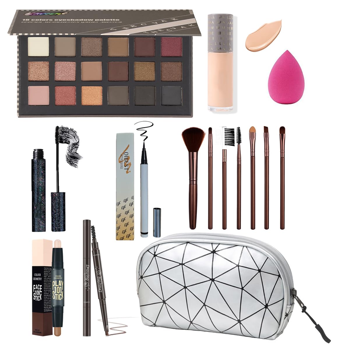 Makeup Kit Eyeshadow Palette for Women Full Gift Kit Girl Kids 49 Colors Makeup Set Combination Eyeshadow Palette with 12pcs Makeup Brushes