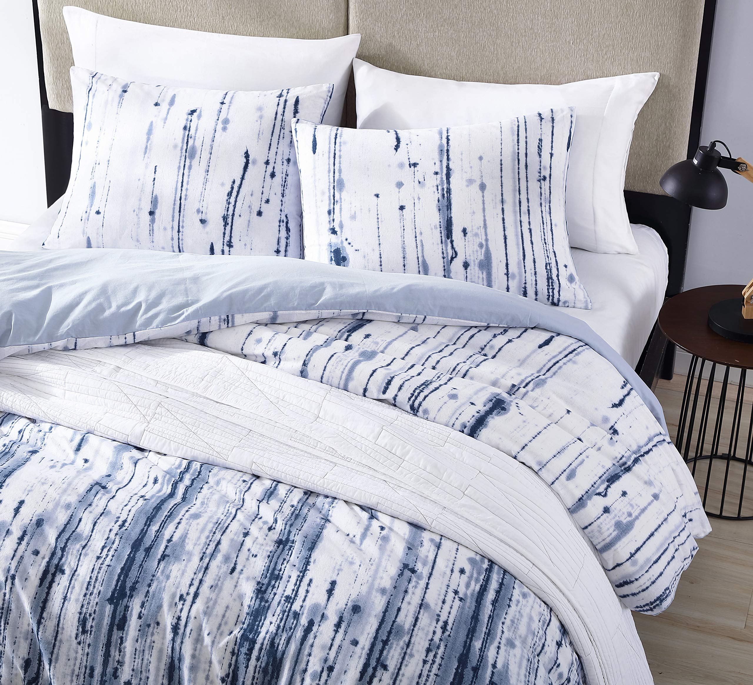 City Scene - King Comforter Set, Reversible Cotton Bedding with Matching Shams, Modern Home Decor (Sokal Blue, King)