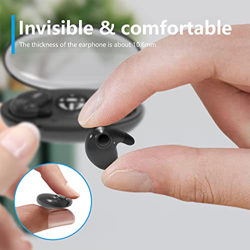 Invisible Sleep Wireless Earphone Ipx5 Waterproof, 2023 New Mini Hidden Earbud in-Ear Headphones, Wireless Bluetooth 5.3 Touch Control Headphones Sleep Noise Cancelling Earbuds (A_Black+White)
