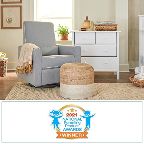 DaVinci Piper Upholstered Recliner and Swivel Glider in Grey with Cream Piping, Greenguard Gold & CertiPUR-US Certified